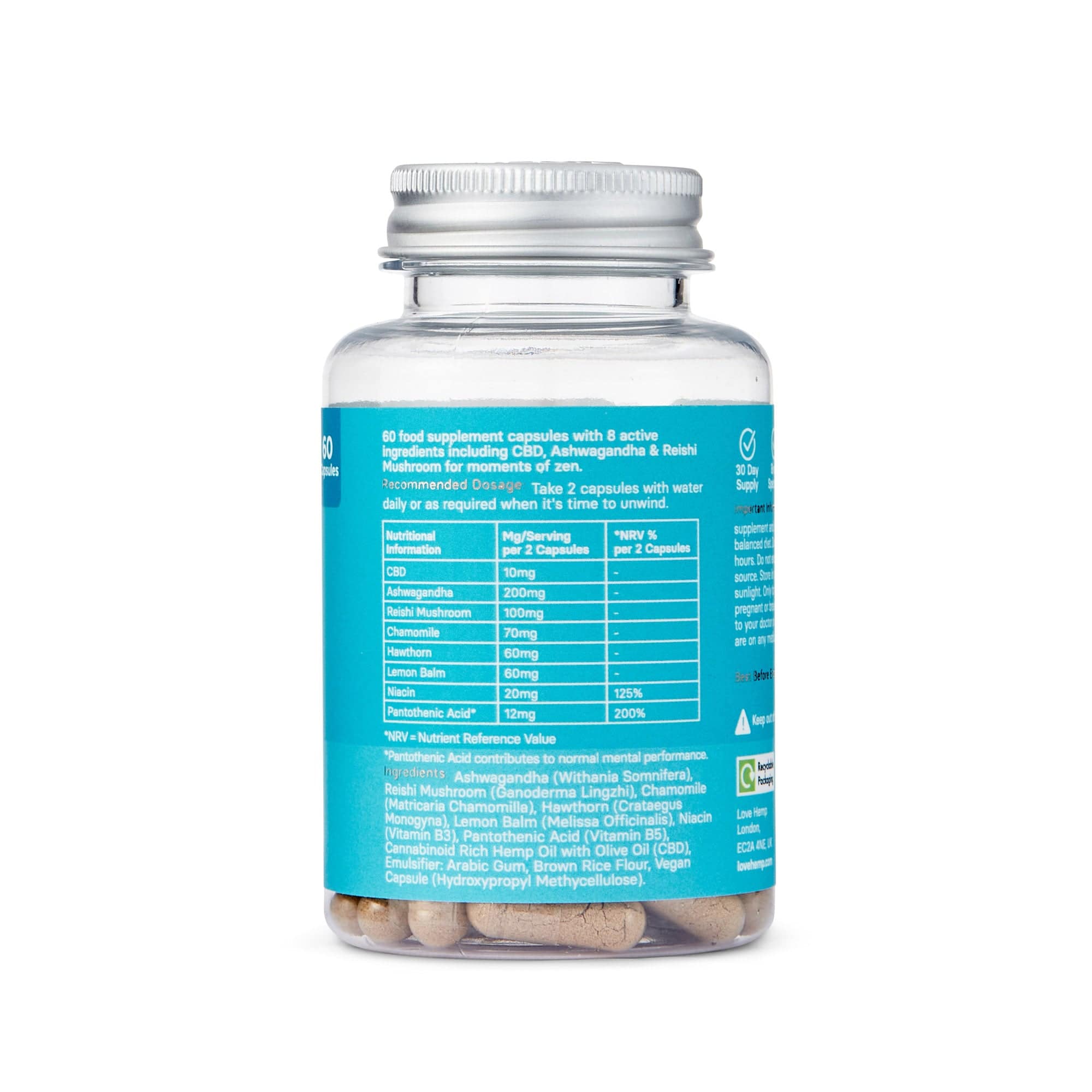 Stay Calm Capsules | 60 CBD Mood Support | Love Hemp